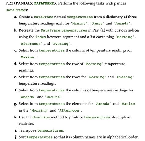 7 23 pandas dataframes perform the following tasks
