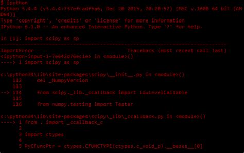 Cannot Import Scipy In Ipython Python 344 Stack Overflow