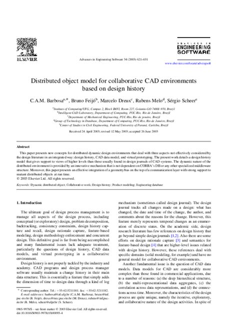 Pdf Distributed Object Model For Collaborative Cad Environments Based
