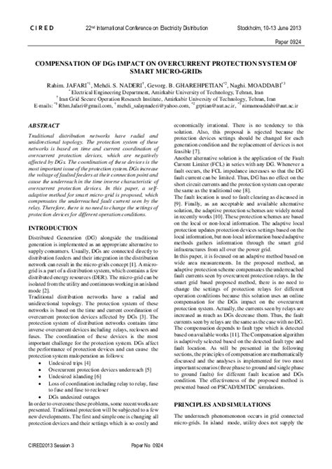 Pdf Compensation Of Dgs Impact On Overcurrent Protection System Of