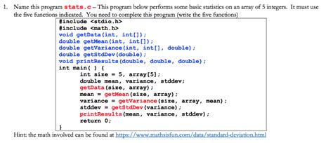 solved name this program stats c this program below