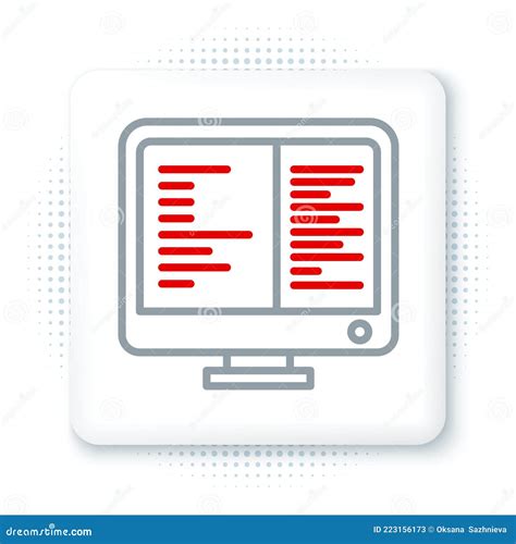 Line Computer Monitor Screen Icon Isolated On White Background Electronic Device Front View