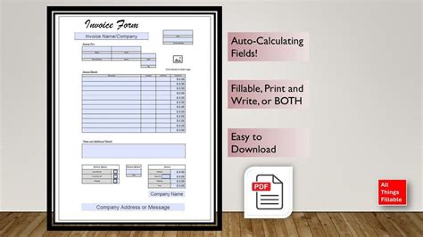 Fillable Invoice Form With Auto Calculating Fields Easy To Use And
