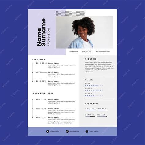 평평한 디자인의 이력서 템플릿 무료 벡터