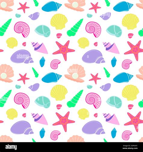 Sea Shells Seamless Background Pattern Stock Vector Image Art Alamy
