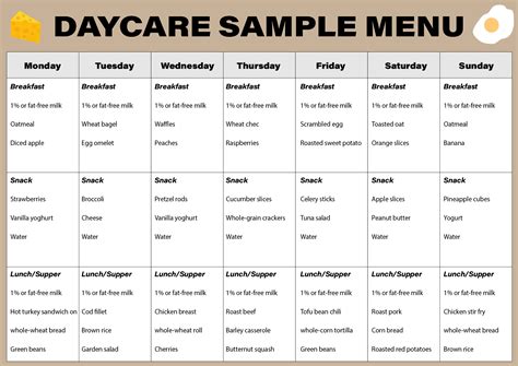 Menus Daycares 14 Free Pdf Printables Printablee