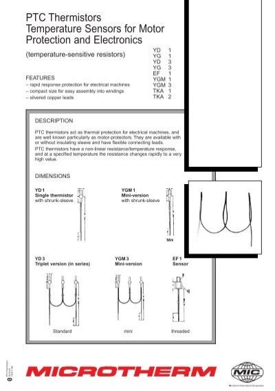 Ptc Thermistors Temperature Sensors For Motor Microtherm