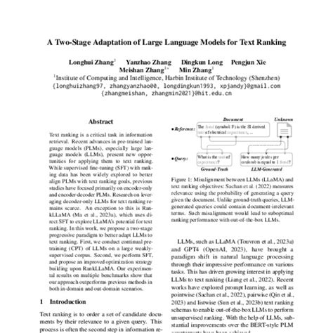A Two Stage Adaptation Of Large Language Models For Text Ranking Acl