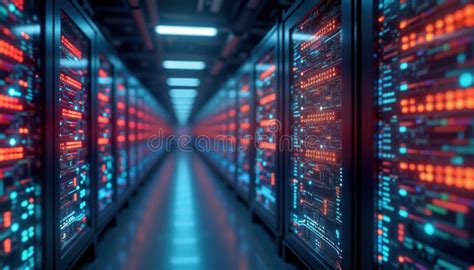 Modern Data Center Filled With Rows Of Servers Tech Infrastructure