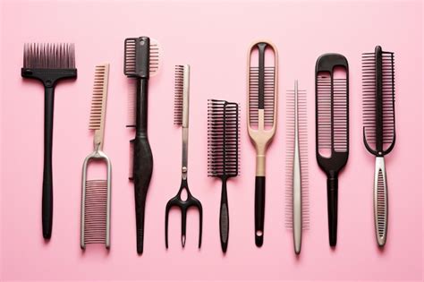 Premium Photo Hairdressing Hair Cutting Tools On A Pink Background