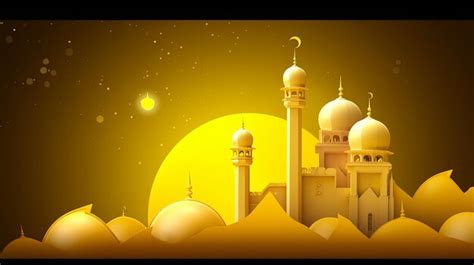 Premium Photo Illustration Eid Alfitr Background In Yellow