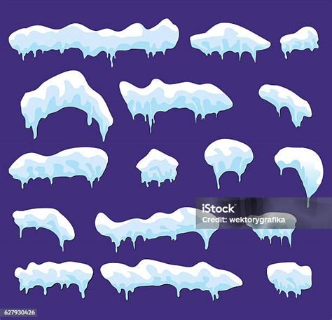 고드름 스노우 캡 드리프트 벡터 기호 아이콘 디자인 세트 1월에 대한 스톡 벡터 아트 및 기타 이미지 1월 가리기 개념 Istock