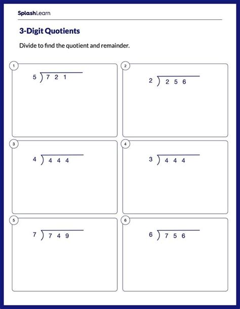 Divide 3 Digit Number By 1 Digit Number Worksheet