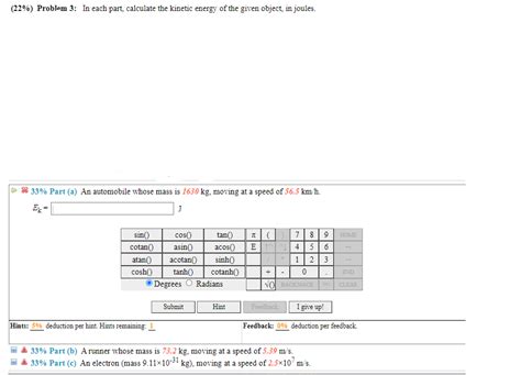 Solved 22 Problem 3 In Each Part Calculate The Kinetic