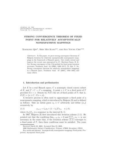 Strong Convergence Theorem Of Fixed Point For