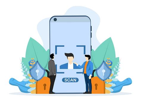 Face Recognition Technology Concept Display Mobile App With Biometric Face Detection Technology