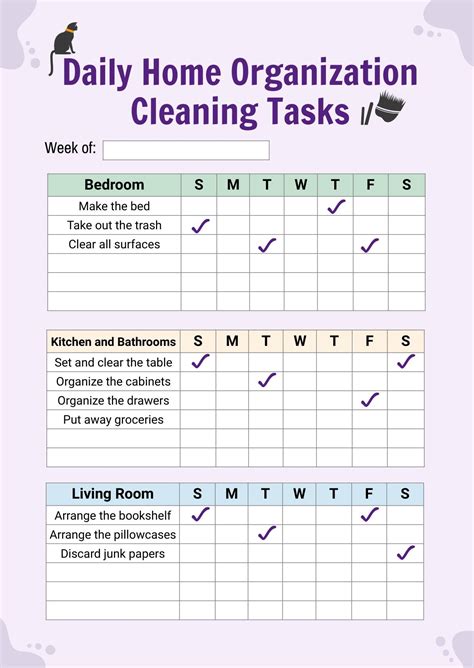 Organizational Cleaning Chart