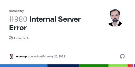 Internal Server Error · Issue 980 · Dotnet Try · Github