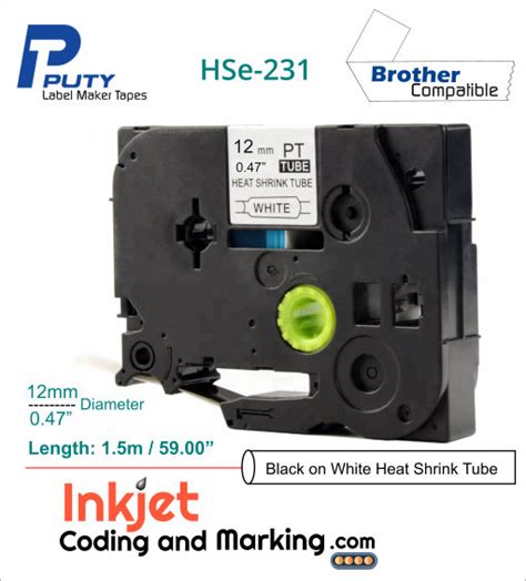 Brother Hse Heat Shrink Labels Hse 231 Black On White Heat Shrink Tube Inkjet Coding And Marking