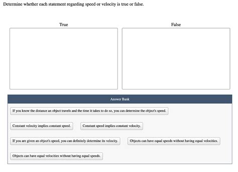 solved determine whether each statement regarding speed or