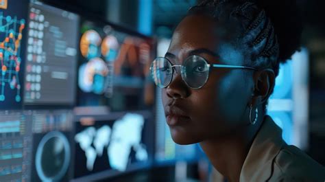 Representation Of AI Cyber Security Featuring An African Woman In IT Premium AI Generated Image