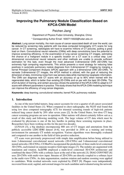 Pdf Improving The Pulmonary Nodule Classification Based On Kpca Cnn Model
