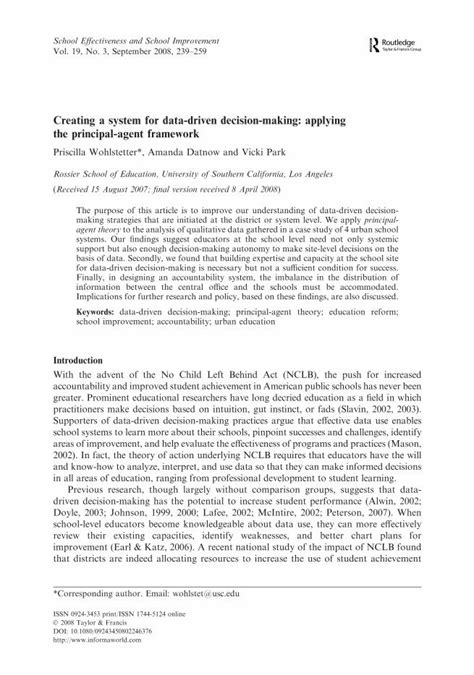 pdf creating a system for data driven decision making · pdf