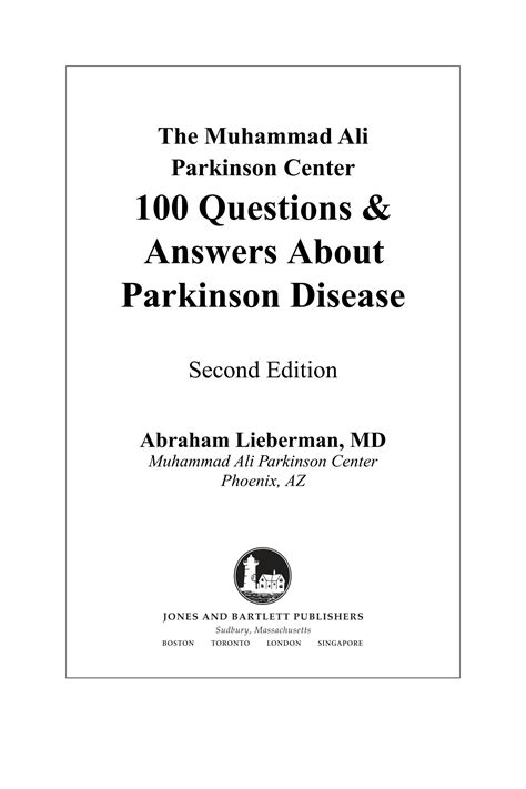 Solution 100 Questions Answers A N Lieberman The Muhammad Ali Parkinson Center 100 Questions
