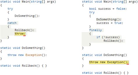 c using finally instead of catch stack overflow