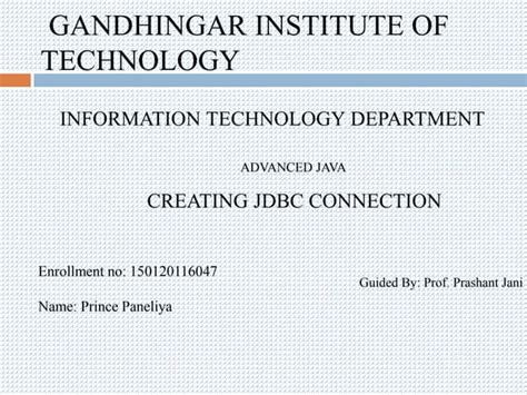 Creating Jdbc Connection Ppt