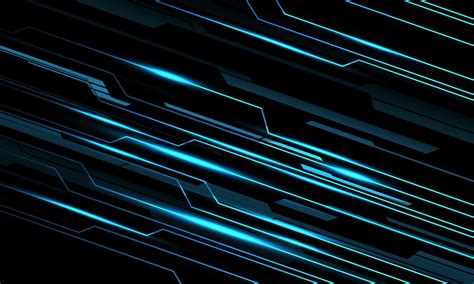 Abstract Black Line Cyber Circuit Dynamic Slash Blue Light Power On Metal Design Ultramodern