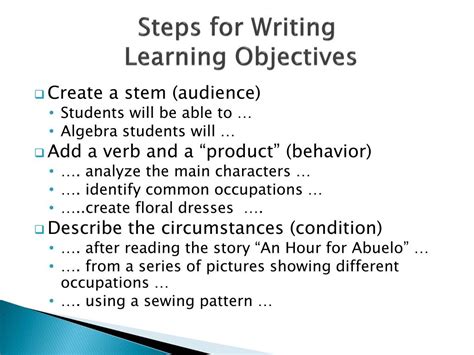 Writing Skill Objectives