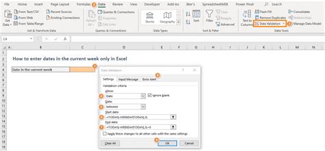 Date In Excel How To Enter Dates Only In The Current Week