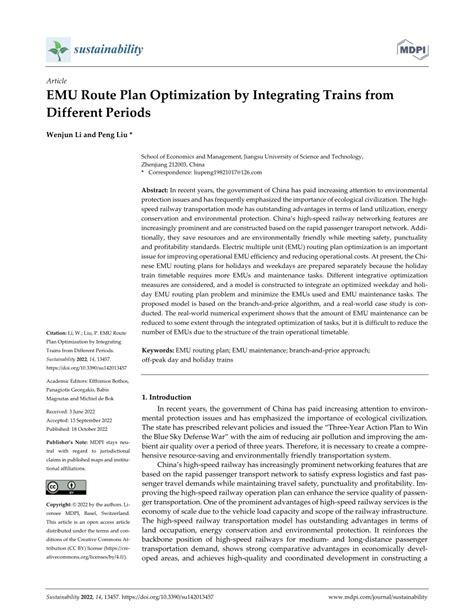 Pdf Emu Route Plan Optimization By Integrating Trains From Different