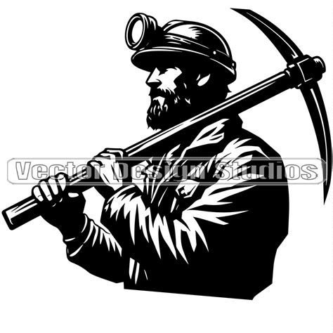 Miner Svg And Png Files Coal Miner Silhouette Vector Clipart Gold