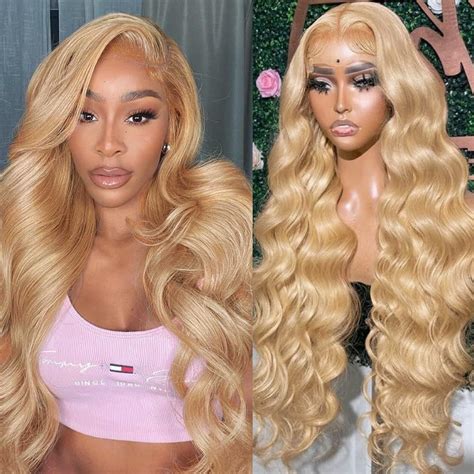 360 Honey Blonde Lace Front Wigs Human Hair Pre Plucked
