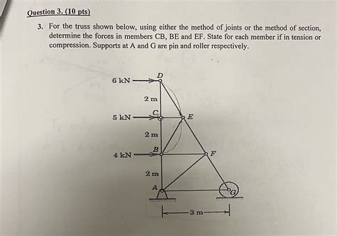 Solved 3 For The Truss Shown Below Using Either The Method Chegg Com