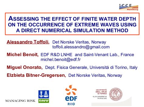 Pdf Assessing The Effect Of Finite Water Depth On The Occurrence Of Extreme Waves Using A