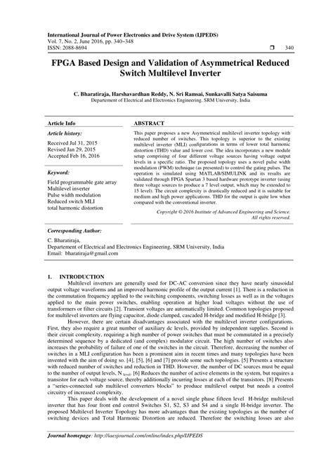 Pdf Fpga Based Design And Validation Of Asymmetrical Reduced Switch