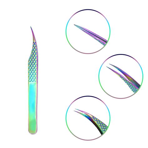 Badu Bg Пинцети за мигли от неръждаема стомана Професионални за удължаване на мигли Златен декор