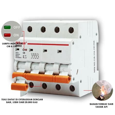 Jual Mcb Listrik Inscom 4p 50a 63a Mini Circuit Breaker 4 Phase Bm60