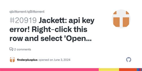 Jackett Api Key Error Right Click This Row And Select Open