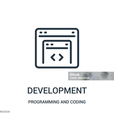 프로그래밍 및 코딩 컬렉션에서 개발 아이콘 벡터입니다 얇은 라인 개발 개요 아이콘 벡터 일러스트 레이 션입니다 0명에 대한 스톡 벡터 아트 및 기타 이미지 Istock