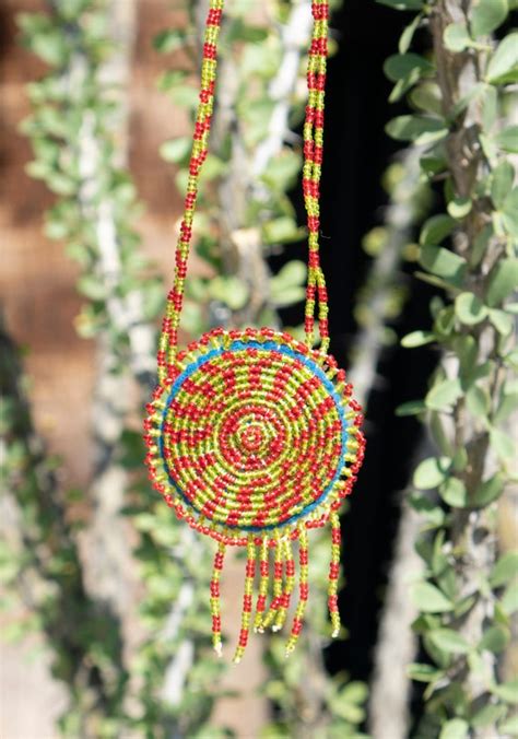 Vintage Navajo Beadwork Necklace Gem