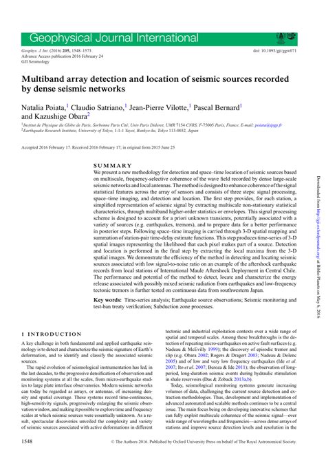 pdf multiband array detection and location of seismic sources