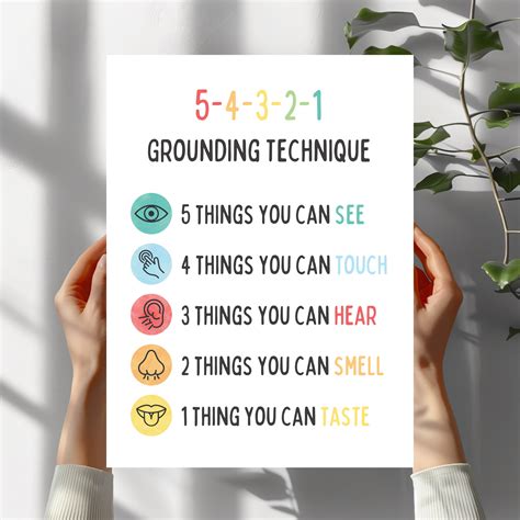54321 Grounding Technique Poster Coping Skills Printable 5 Senses