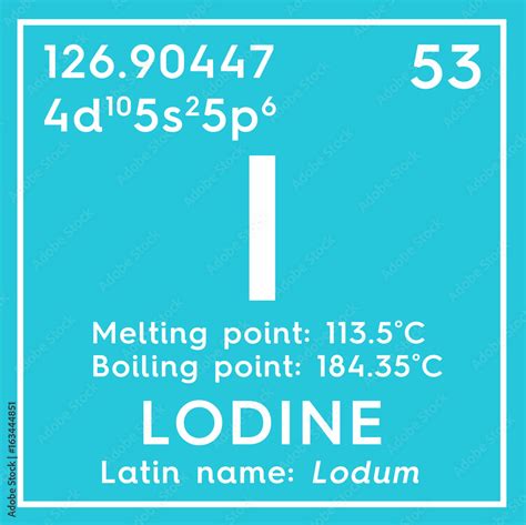 Lodine Lodum Halogens Chemical Element Of Mendeleev S Periodic Table Lodine In Square Cube