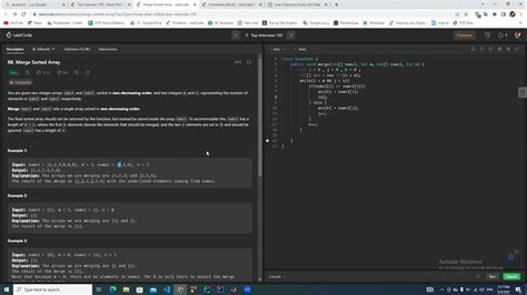 Merge Sorted Array Solution With Java Youtube