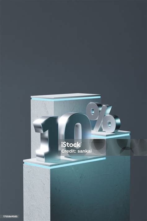 청록색 Led 라인이 있는 추상적인 계단의 3d 숫자 10 제품 프레젠테이션을 위한 3단 연단 0명에 대한 스톡 사진 및 기타 이미지 Istock