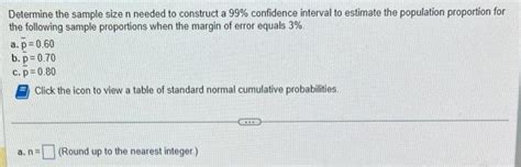 Solved Determine The Sample Size N Needed To Construct A Chegg Com